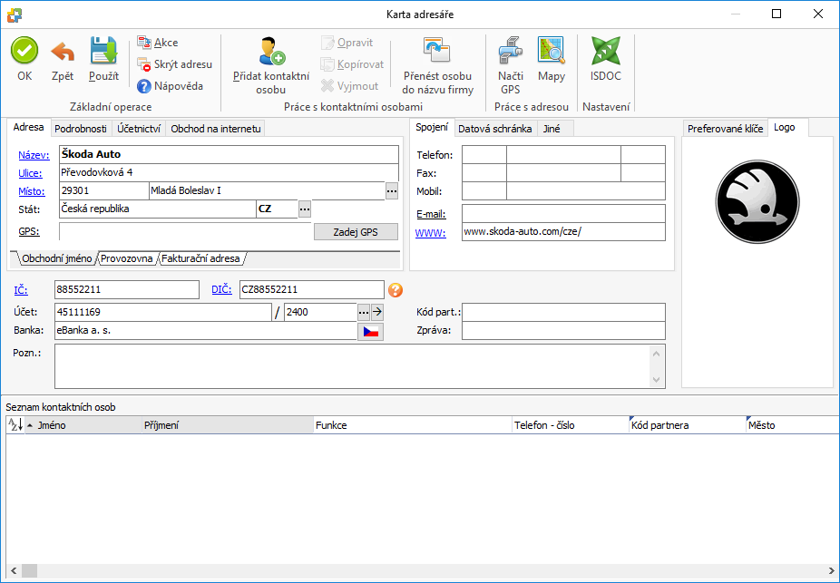 Adresář informačního systému | Money